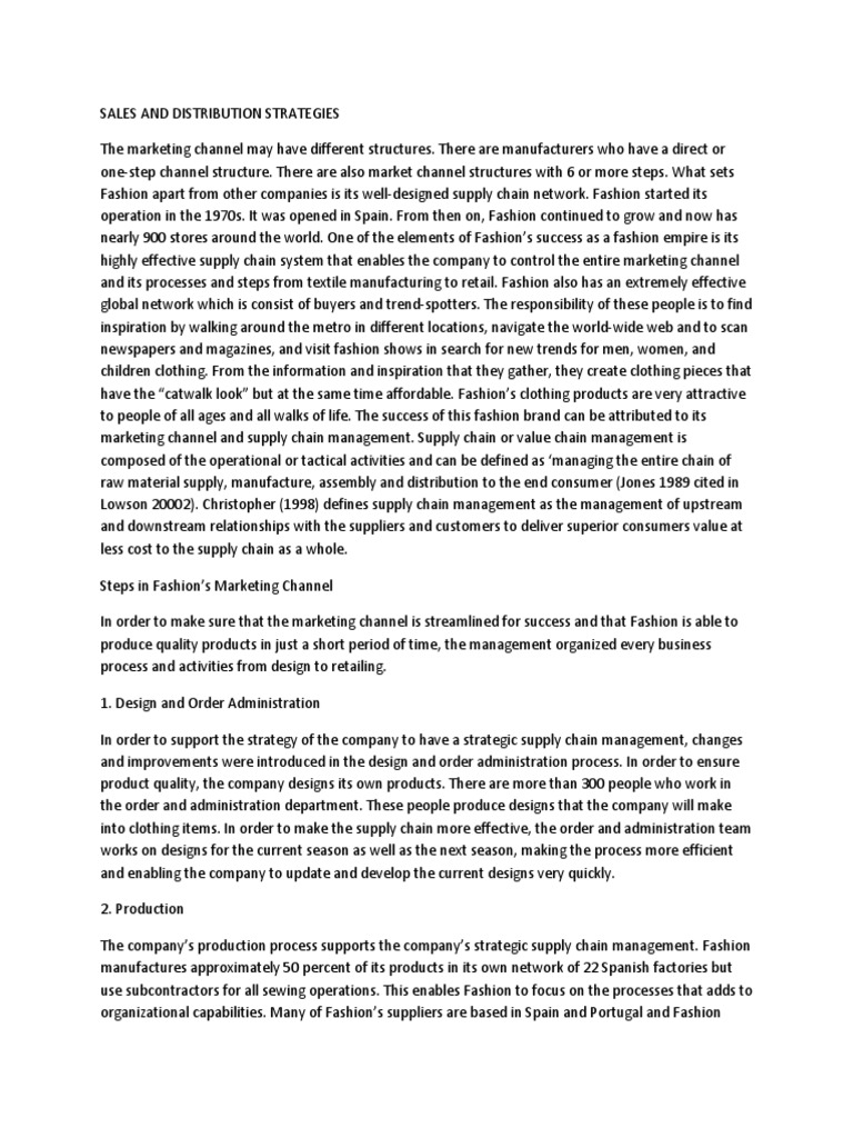 Sales and Distribution Strategies of Zara | PDF | Retail | Supply Chain