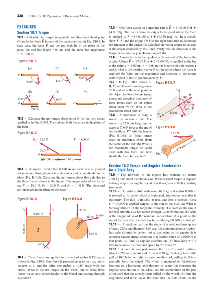 Physics I Problems PDF | Download Free PDF | Rotation Around A Fixed Axis | Torque