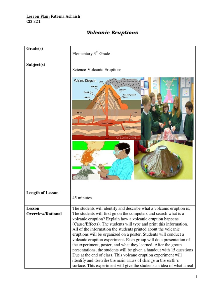Eruption Volcano Lesson Plan Describe A Volcano Activity | KS2