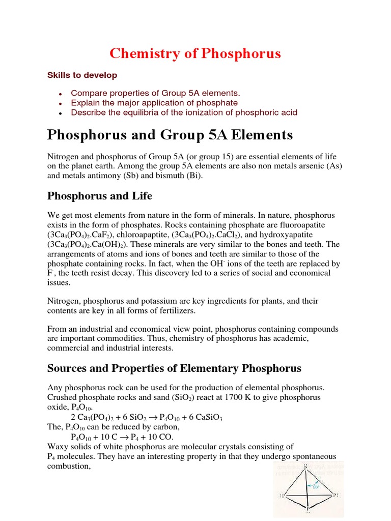 Chemistry of Phosphorus | PDF | Phosphorus | Phosphate