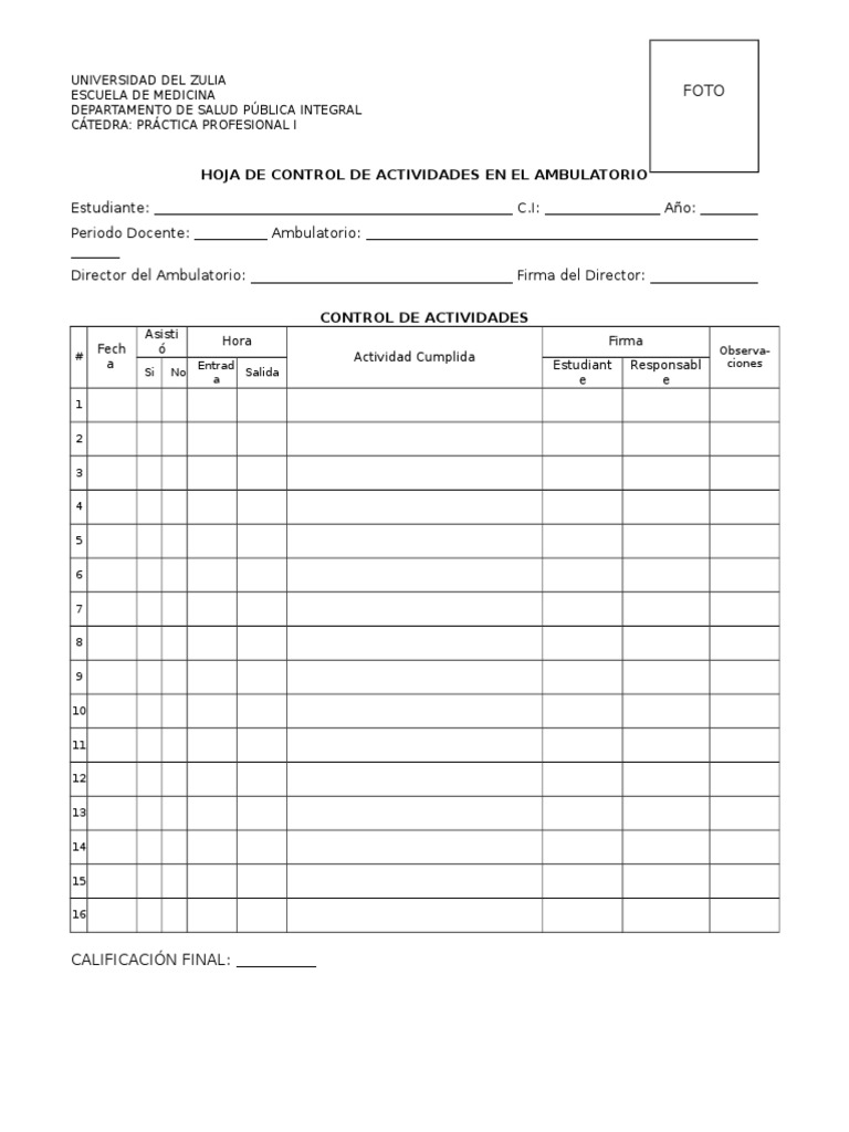 Hoja Control Ambulatorio | PDF | Ciencia y matemática