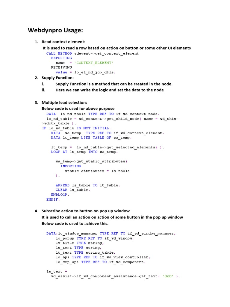 Webdynpro ABAP Usage With Sample Code | PDF | Database Index | String ...