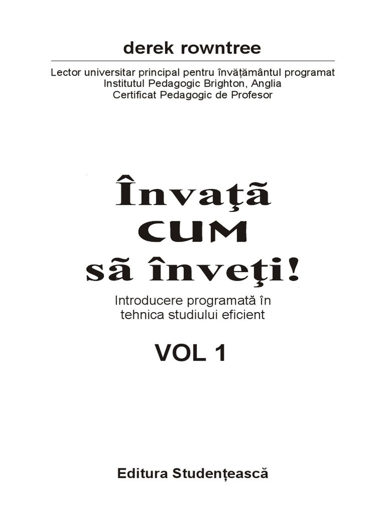 Invata Cum Sa Inveti Vol1 | PDF