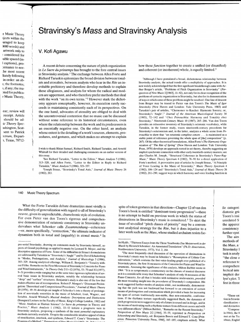 Stravinsky - Mass (Only Analysis) | PDF