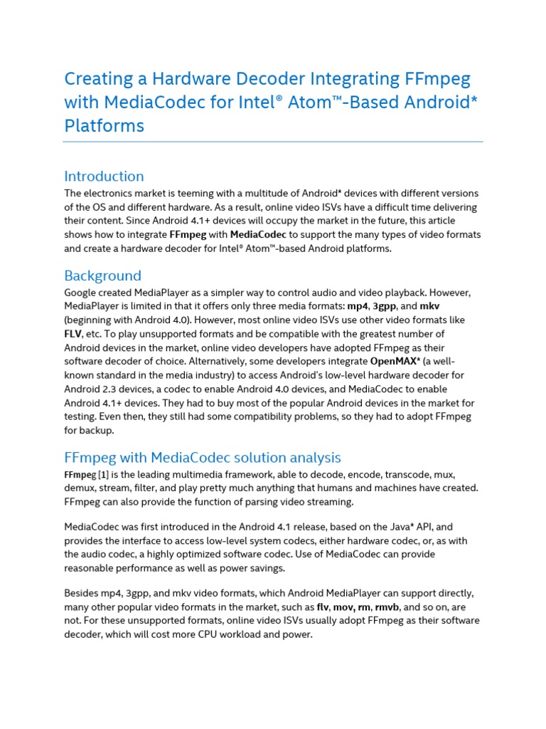 Creating A Hardware Decoder Integrating FFmpeg With MediaCodec ...