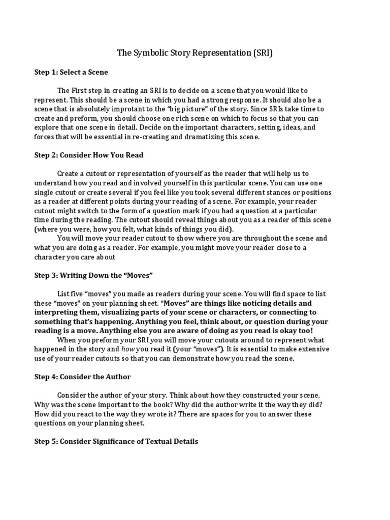 Symbolic Story Representation (SRI) | PDF | Representation (Arts)