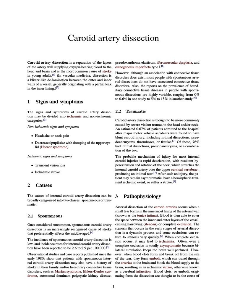 Carotid Artery Dissection PDF | PDF | Angiology | Clinical Medicine