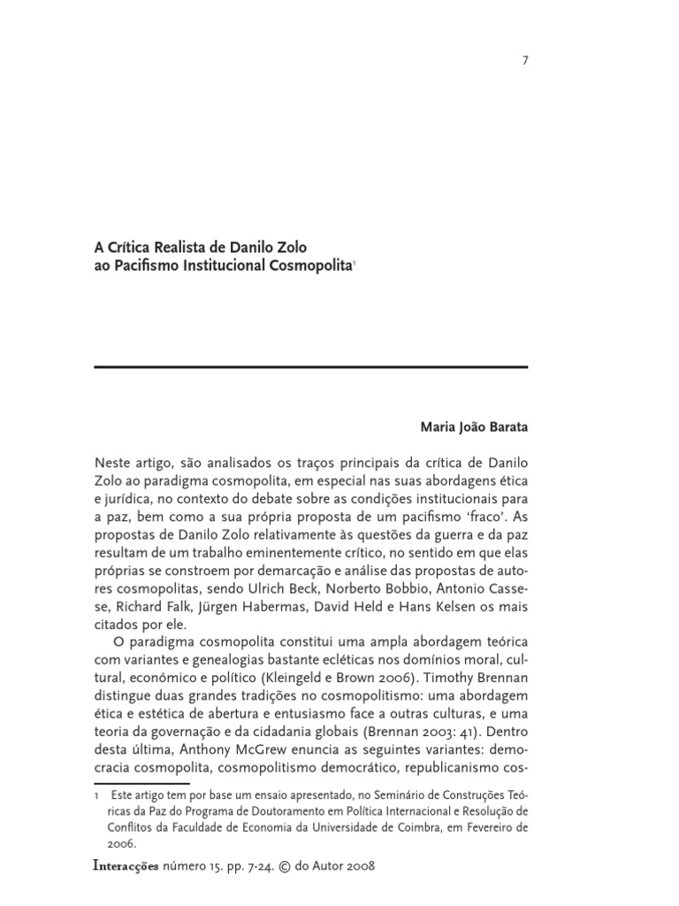 Resenha Crítica Danilo Zolo | PDF | Estado | Paz