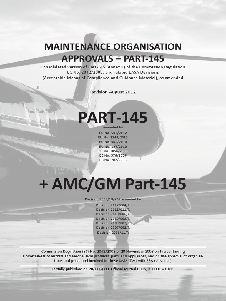 Easa Part 145 Rev.01 | PDF | Aviation | Aeronautics