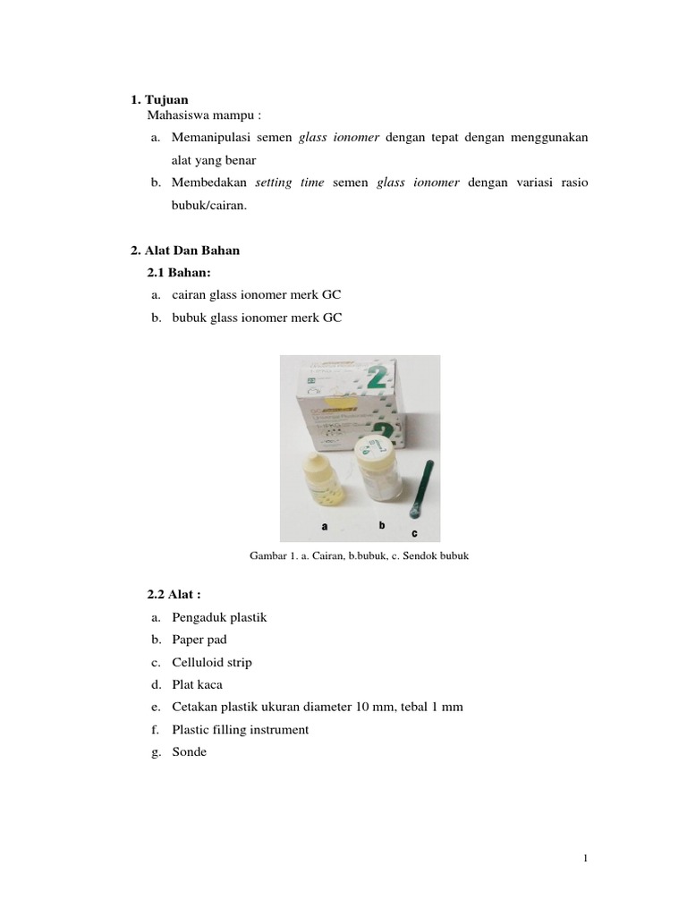 Manipulasi dan Setting Time Semen Glass Ionomer | PDF