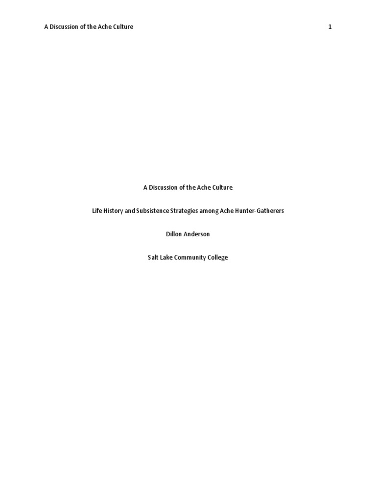 A Discussion of The Ache Culture | PDF | Food And Drink | Nutrition