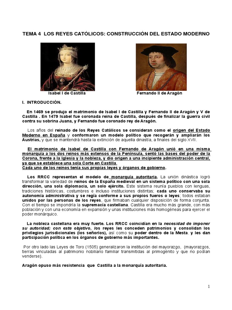 Tema 4 Reyes Católicos | España | Gobierno