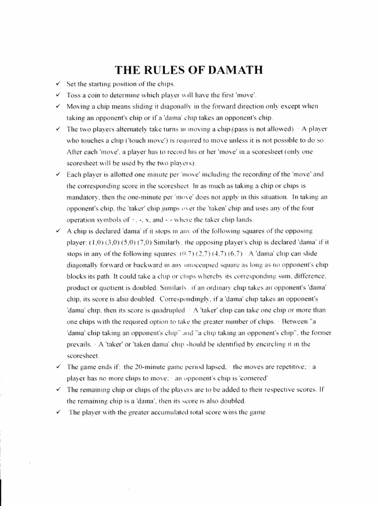 Rules of Damath | PDF