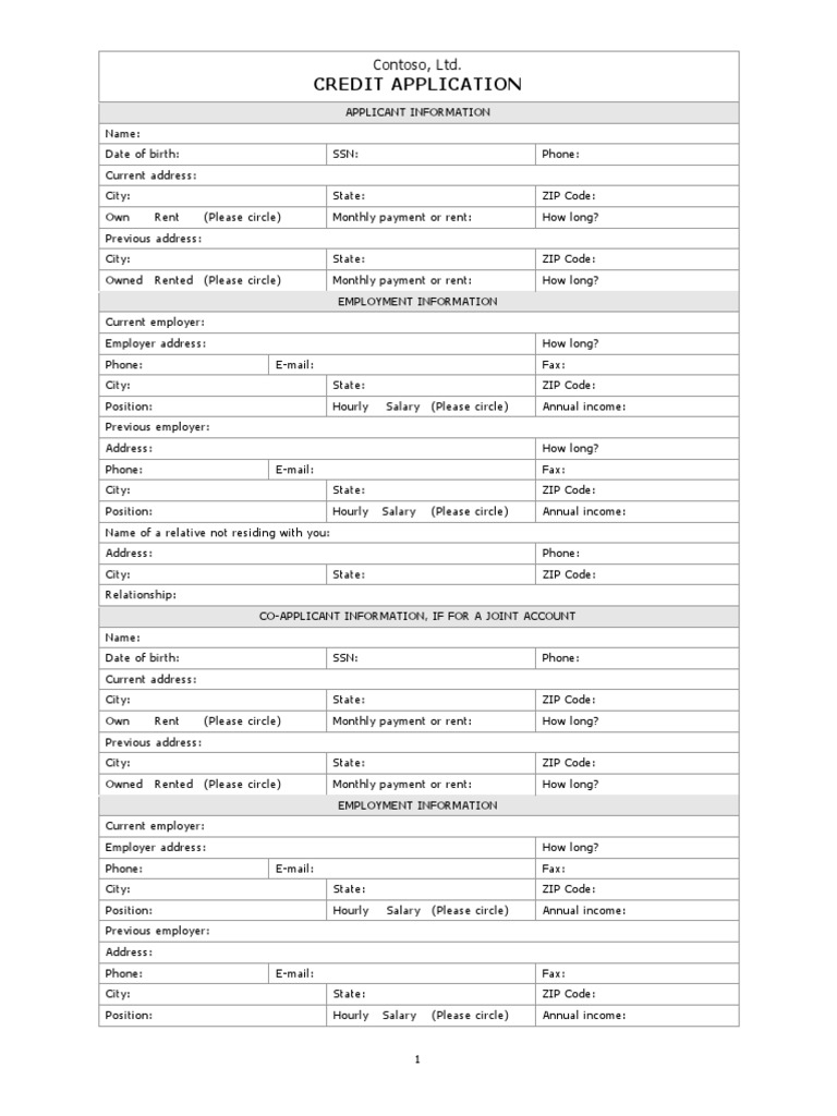 Credit Application Form | PDF