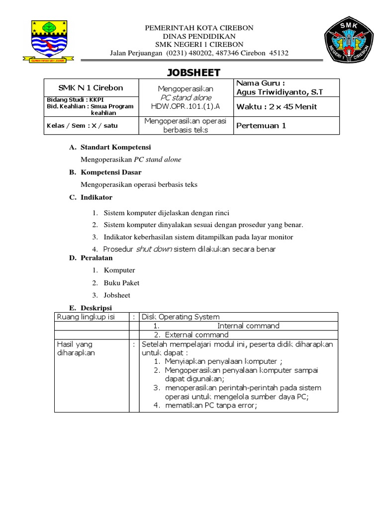 Jobsheet 01 | PDF