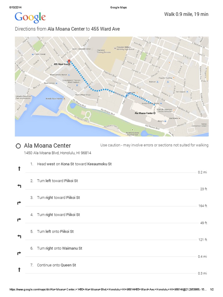 Directions to Ala Moana Center | PDF
