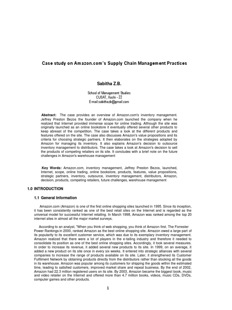 Amazon Operations Management Case Study | PDF | Online Shopping | Retail