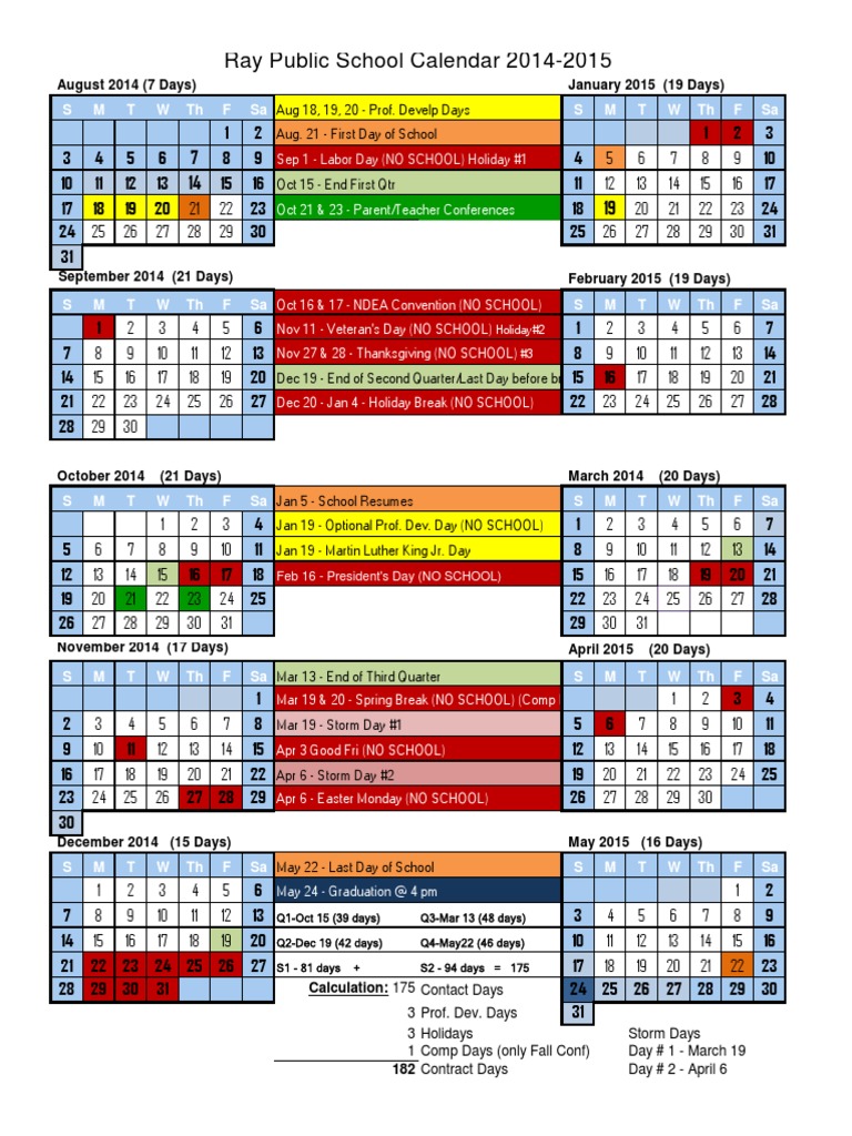 Final 2014 2015 School Calendar | PDF