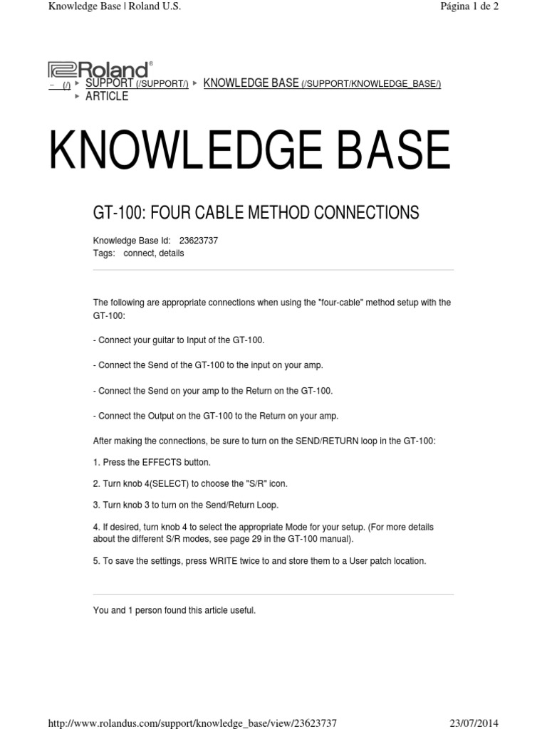 Gt100 4 Cable Method To Amp Stack | PDF | Business | Technology ...