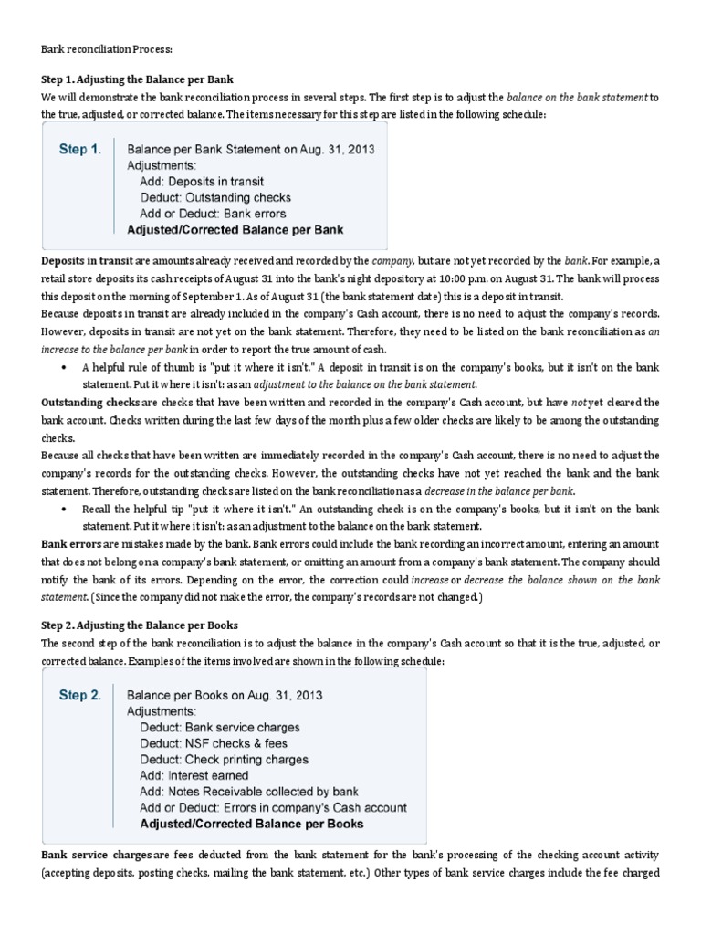 Bank Reconciliation Process | PDF | Debits And Credits | Transaction ...