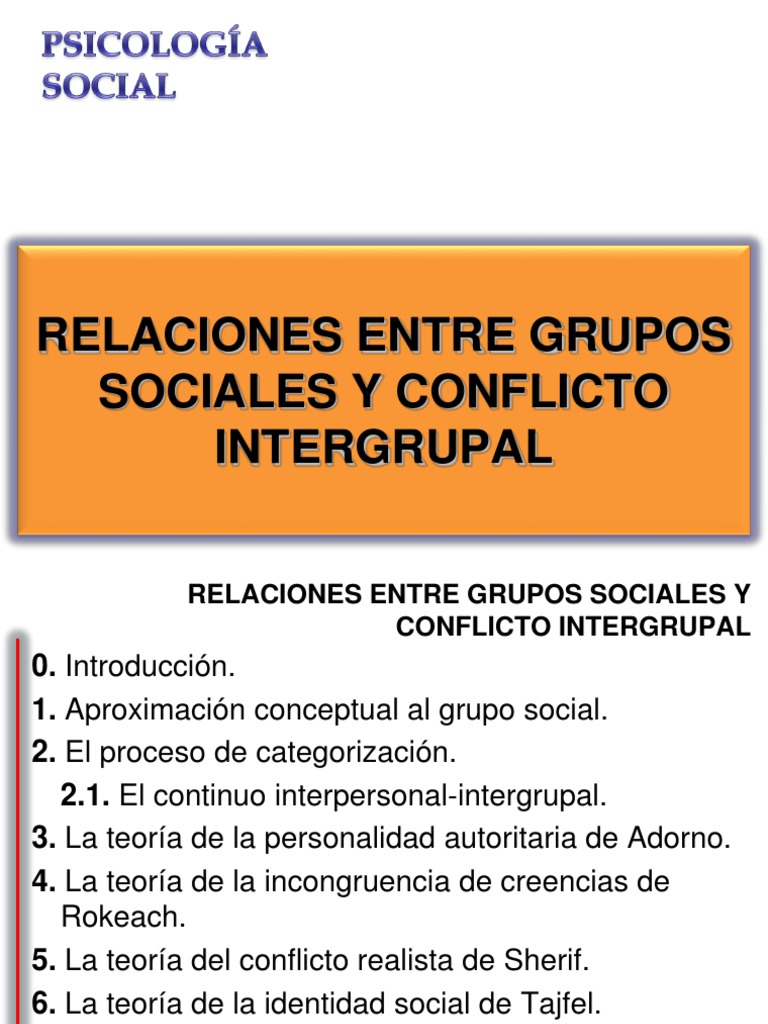 Relaciones Entre Grupos Sociales y Conflicto Intergrupal | PDF ...