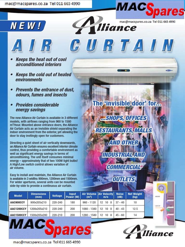 Alliance Air Curtain Models Overview | PDF