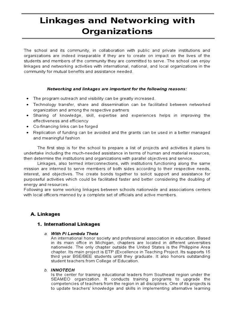 Network Linkages | PDF | College | University