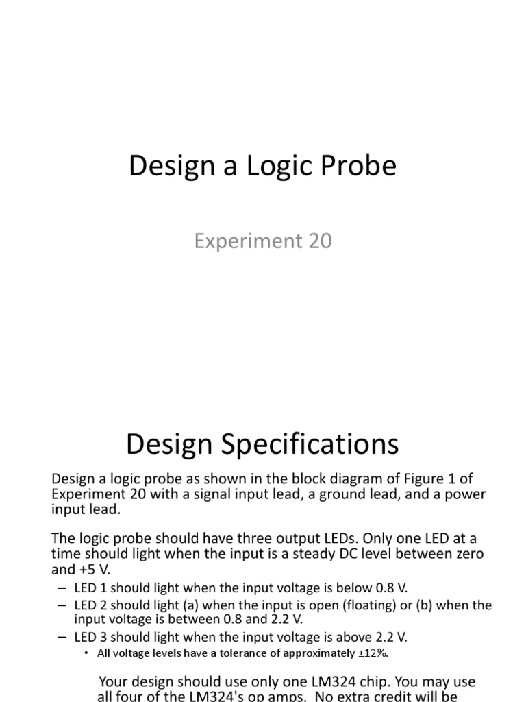 Logic Probe Design with LM324 | PDF | Operational Amplifier | Amplifier