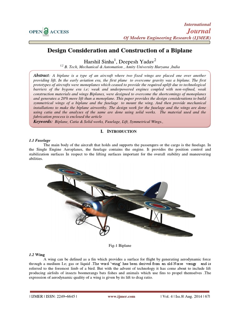 Design Consideration and Construction of a Biplane | Wing | Propulsion