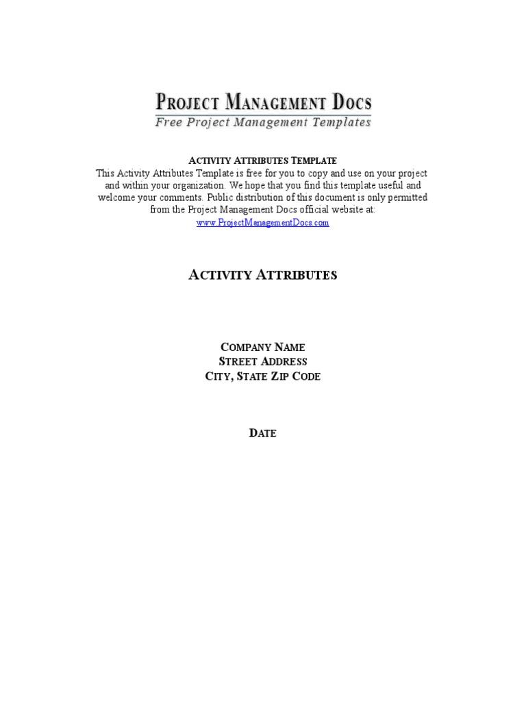 Activity Attributes Template | PDF | Project Management | Software