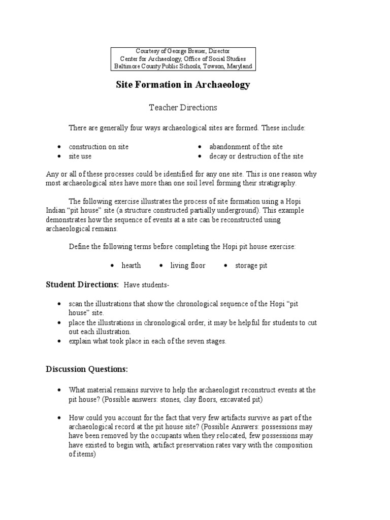 Site Formation Processes in Archaeology | PDF | Archaeology ...