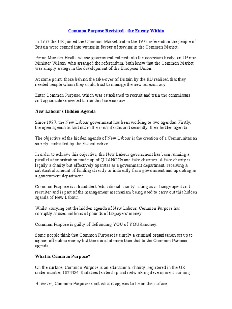 Common Purpose Revisited | PDF | United Kingdom European Union ...