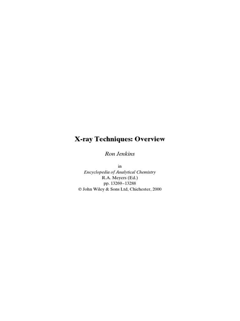 (2000) Jenkins, R. X-Ray Techniques - Overview, Enciclopedia of ...