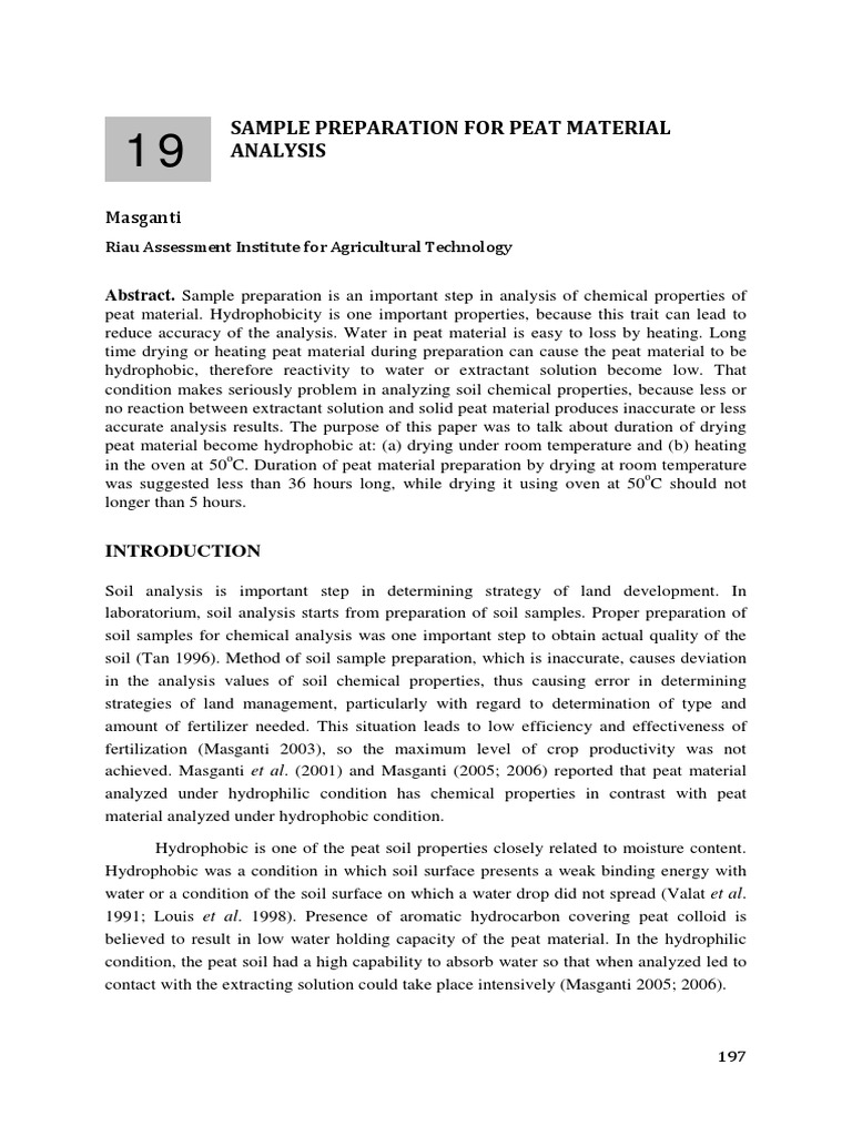 19-Masganti - Sample Preparation For Peat Material Analysis | PDF ...