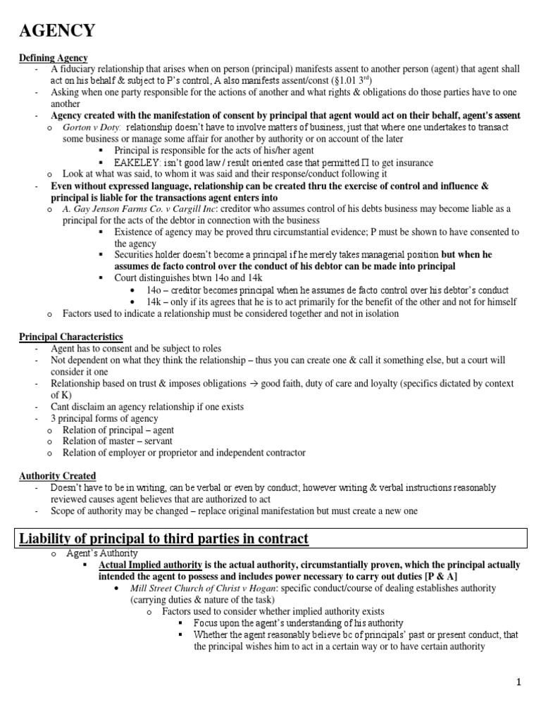 BA Outline | PDF | Law Of Agency | Partnership