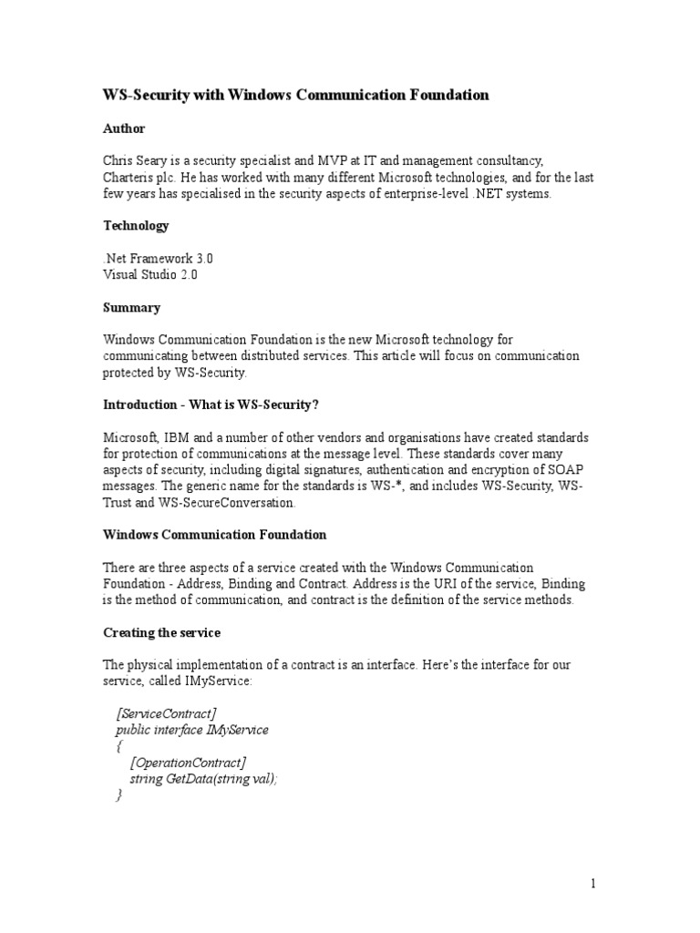 WCF and WS-Security Updated | PDF | Windows Communication Foundation | Soap