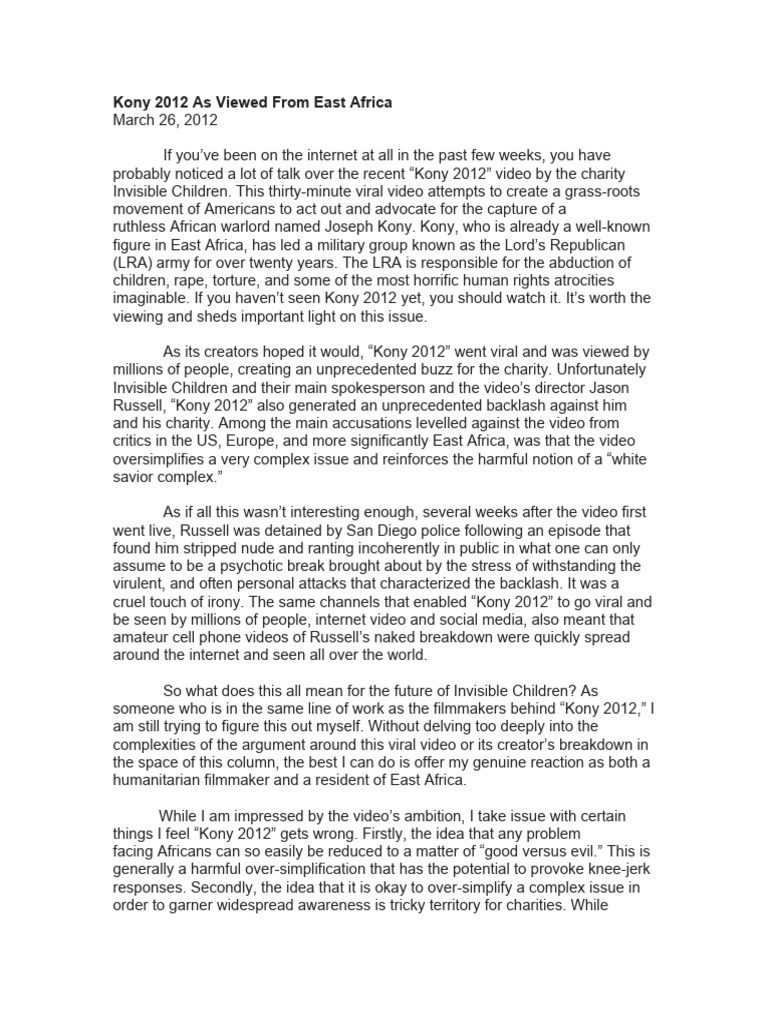 Kony 2012: East Africa's Perspective | PDF