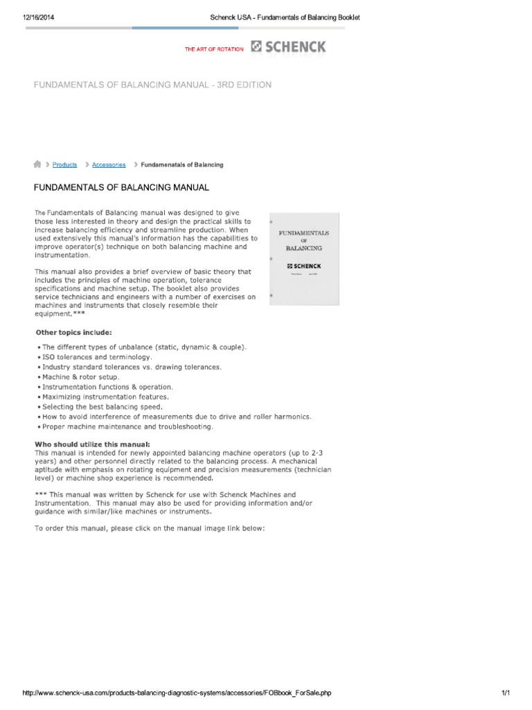Schenck USA - Fundamentals of Balancing Booklet | PDF