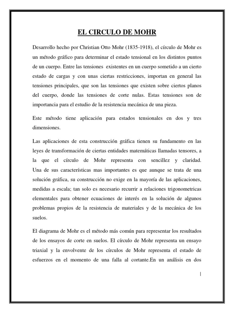 El Circulo de Mohr | PDF | Mecanica clasica | Ingeniería mecánica