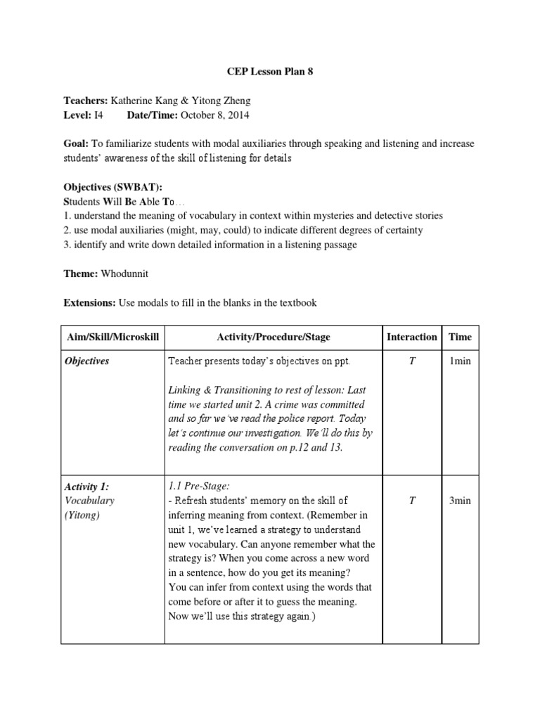 Lesson 8 Unit 2 | PDF | Vocabulary | Cognition