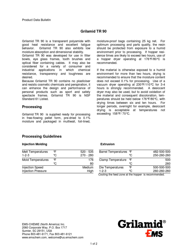 Grilamid Tr90 Tds | PDF | Strength Of Materials | Materials