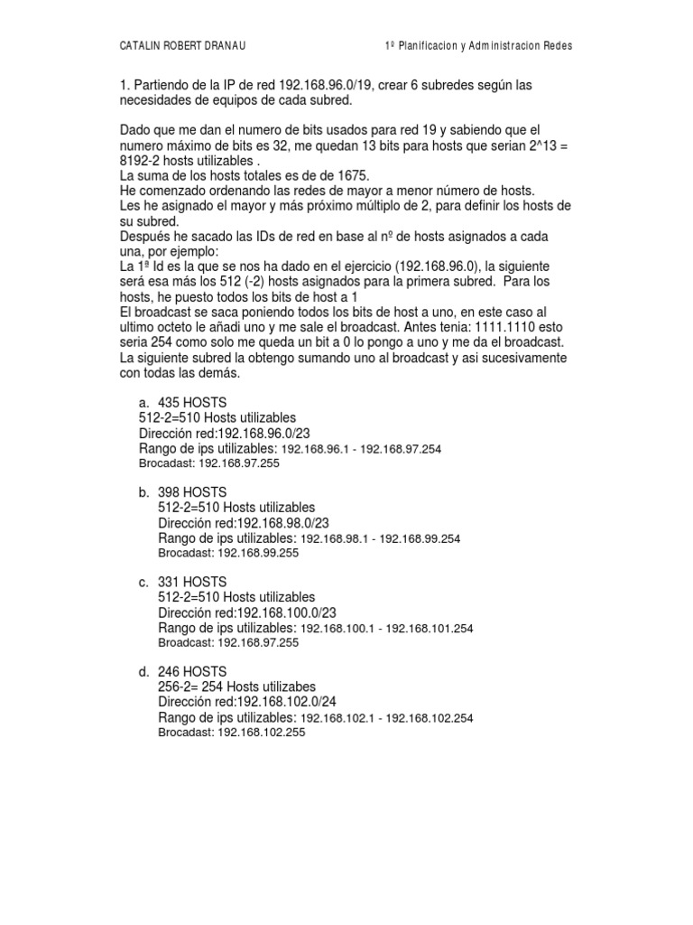 Ejercicios VLSM Resueltos | PDF | Dirección IP | Estándares de internet