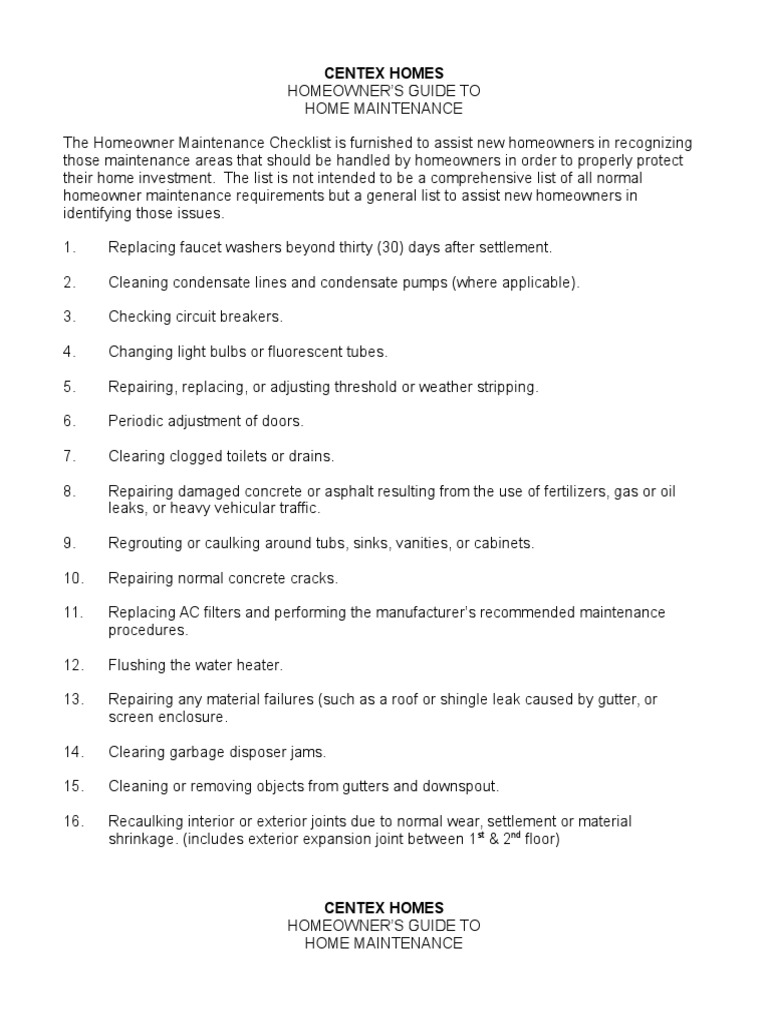 CENTEX Home Maintenance | PDF | Hvac | Building Materials