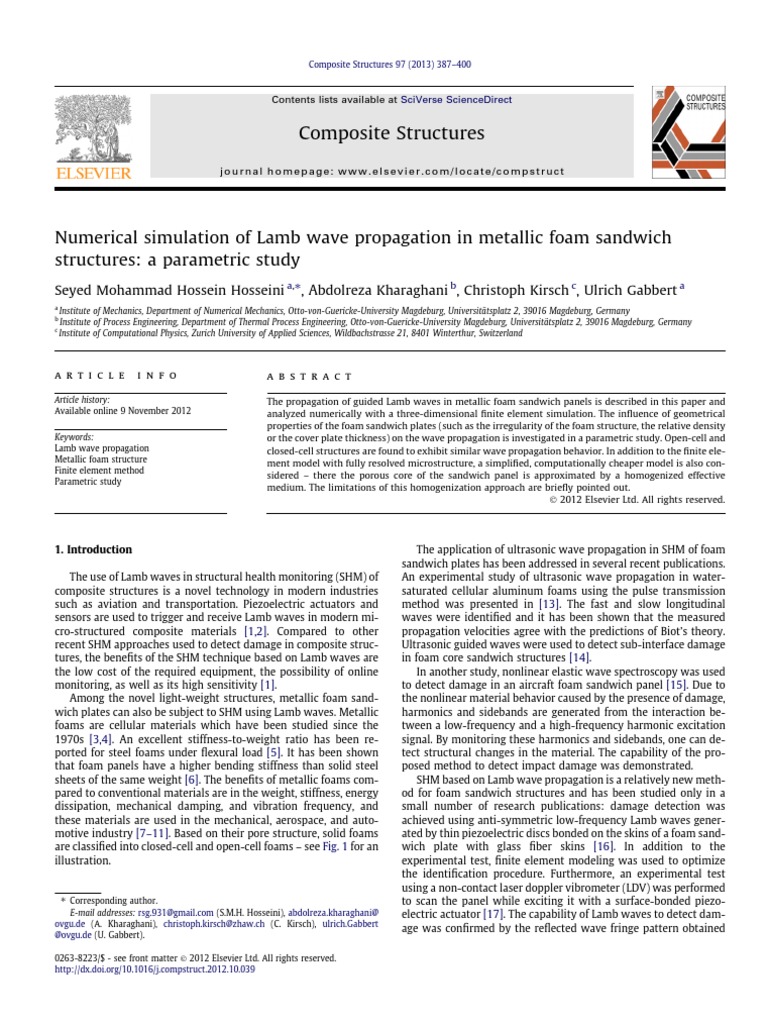 Numerical Simulation of Lamb Wave Propagation in Metallic Foam A - A Parametric Study | Download ...
