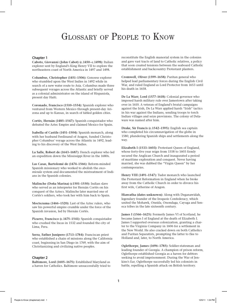 APUSH Glossary of People To Know | PDF | Abolitionism In The United ...