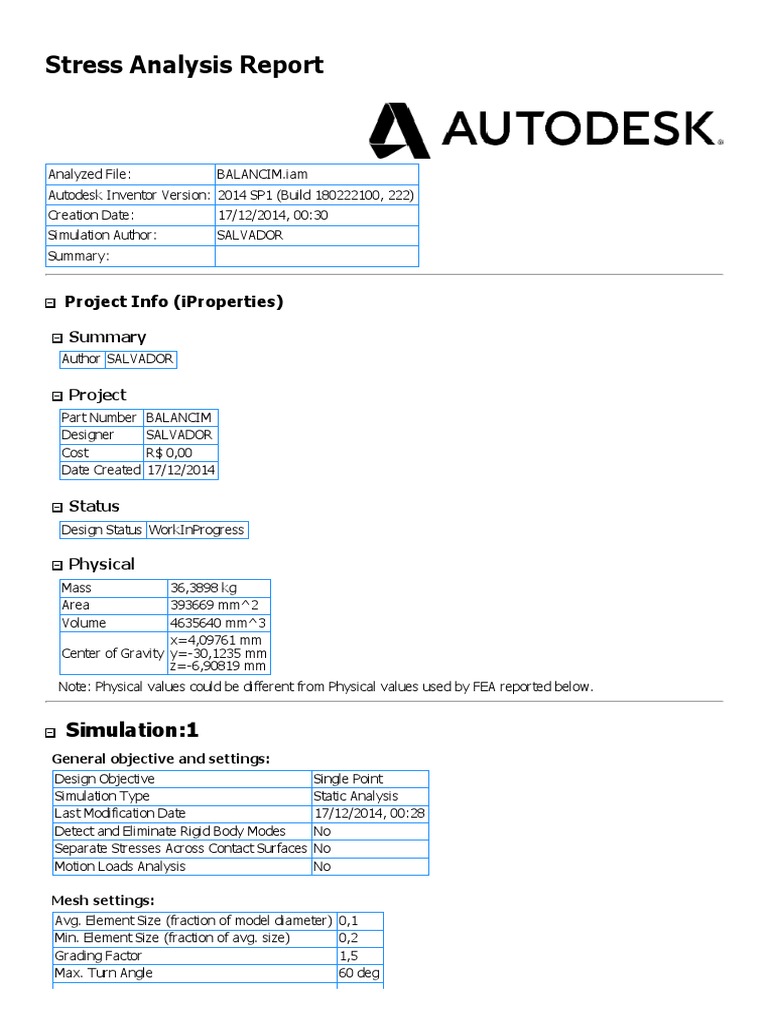 Stress Analysis Report: Project Info (Iproperties) | PDF | Strength Of ...