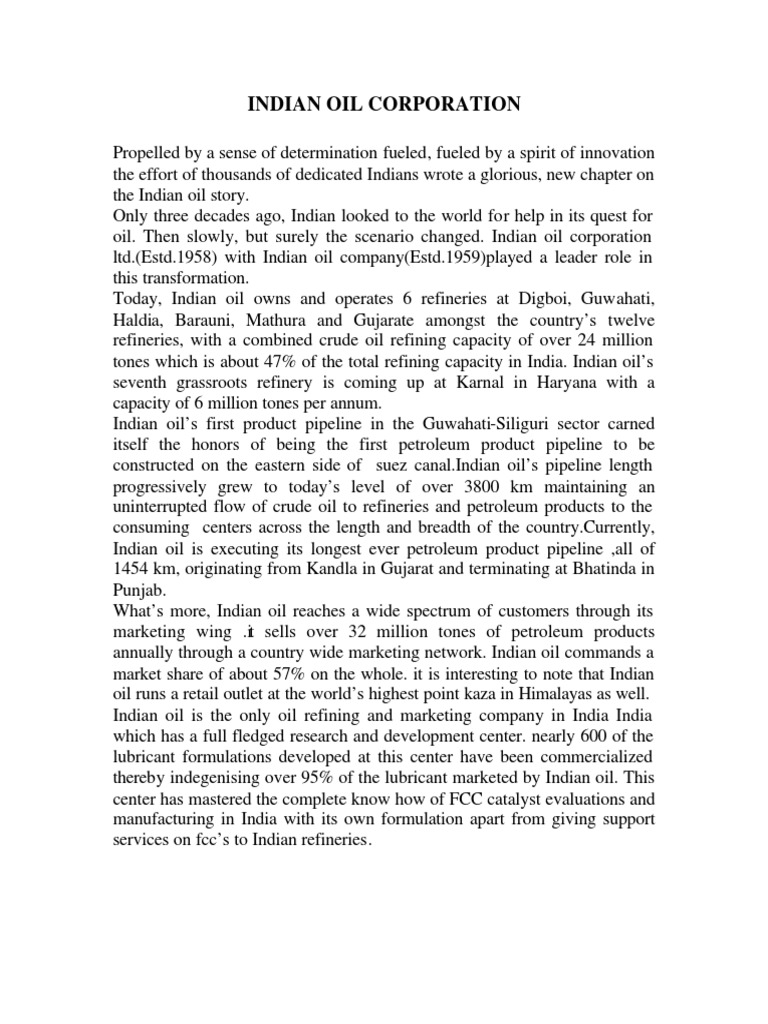 IOCL, Mathura Refinery Training Report | PDF