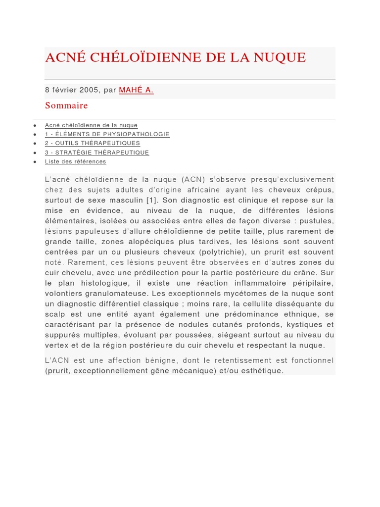 Acné Chéloïdienne de La Nuque | PDF
