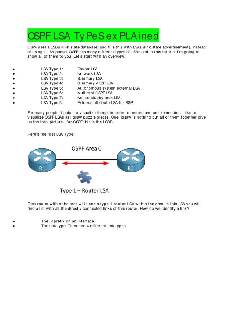 OSPF LSA Types | PDF | Routing | Network Layer Protocols