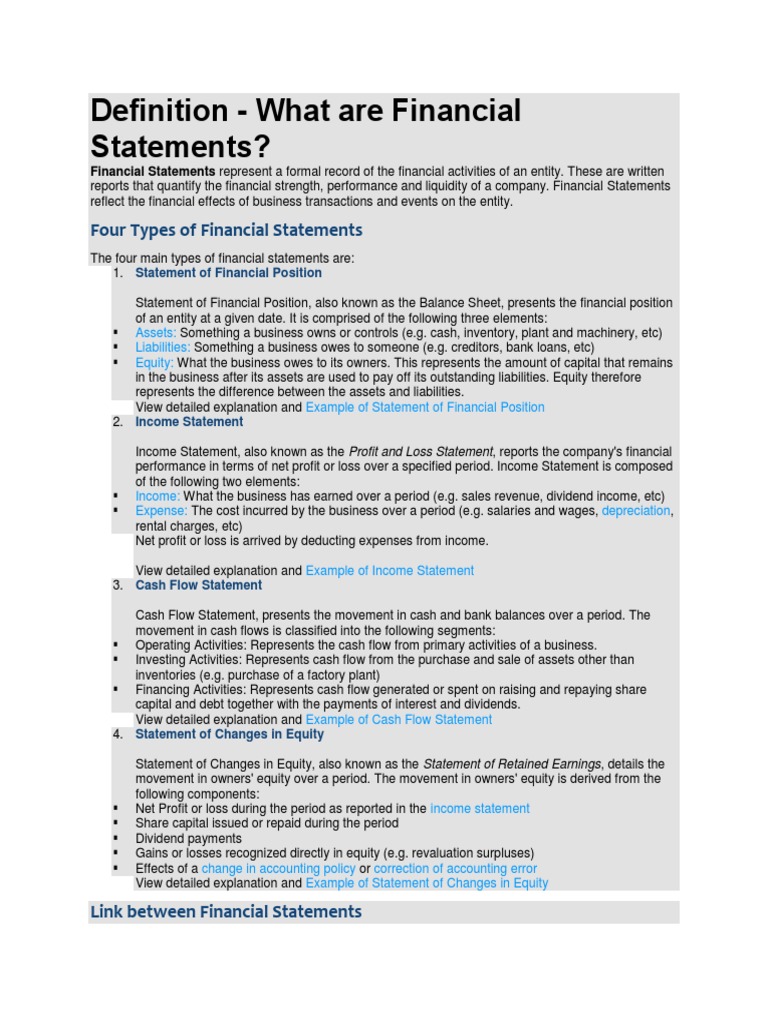 Definition - What Are Financial Statements? | PDF | Balance Sheet ...